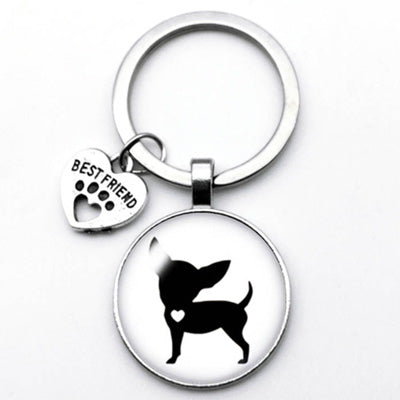 Best Friend Love Heart Chihuahua Key Ring Chrome – My Chi and Me