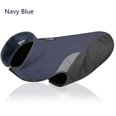 Small Dog Waterproof Reflective Adjustable Velcro Coat Navy and Grey ...